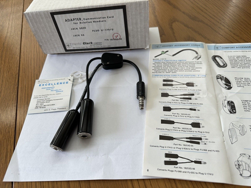 David Clark Headset Adapter Cord General Aviation Headset Accessory ...