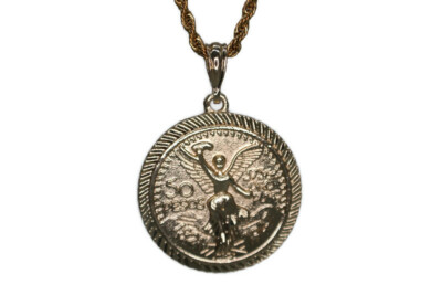 Centenario Medalla con Cadena Oro Chapado Laminado Dije Moneda NUEVO 50 ...