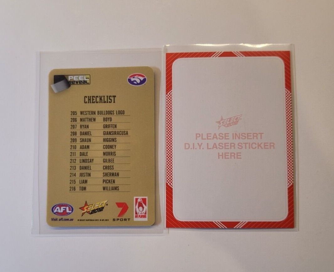 2012 AFL SELECT PEEL & REVEAL SILVER ESSENDON ANGUS MONFRIES & GOLD ...