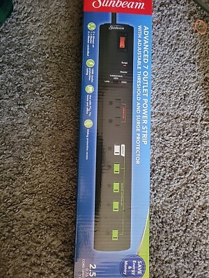 Sunbeam Advanced 7 Outlet Power Strip w/ Surge Protector For Home ...