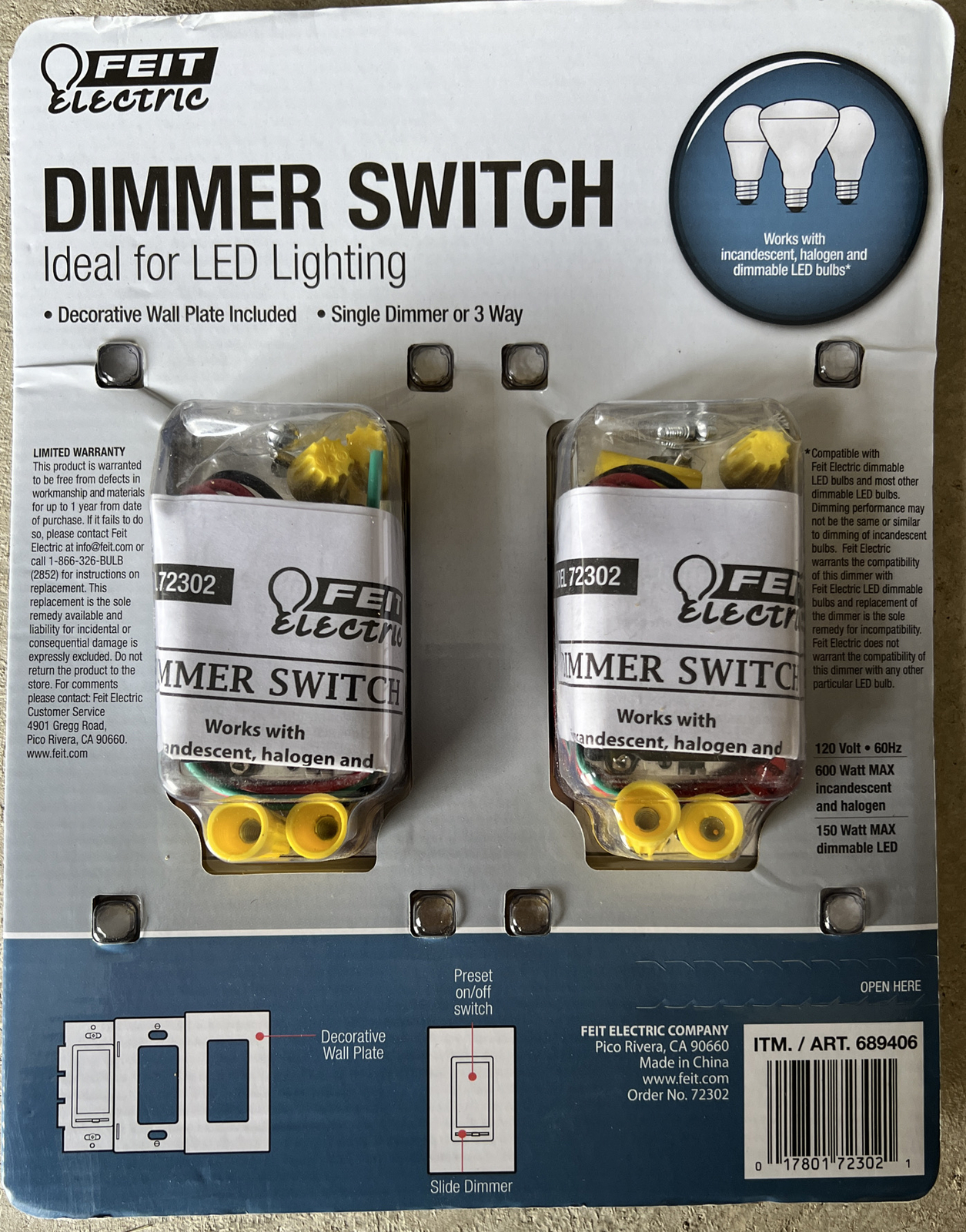 Feit Electric Dimmer Switch for LED Lighting 2 Pack for sale online | eBay