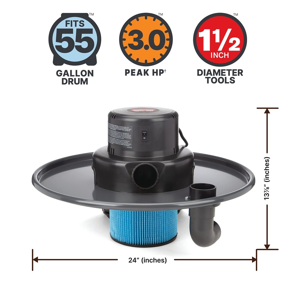 Shop-Vac 9700606 3.0 Peak HP 2-Stage Wet Dry Vacuum Motor Head Assembly ...
