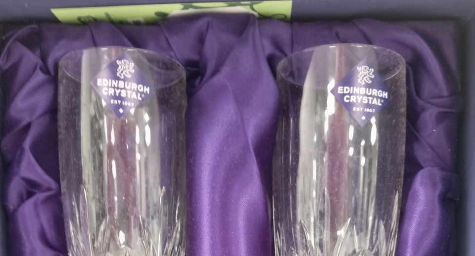 Edinburgh Crystal Champagne Flutes Pair in Gift Box - Cut Glass 8.5 ...