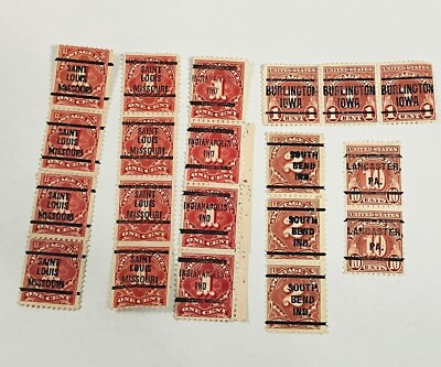 US Postage Stamps Precancel Strip Lot One Cent Two Cents Ten Cents ...