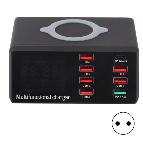 100‑240V USB Fast Charger 5V 20A QC3.0 10W Wireless 8 Ports Chargers ...
