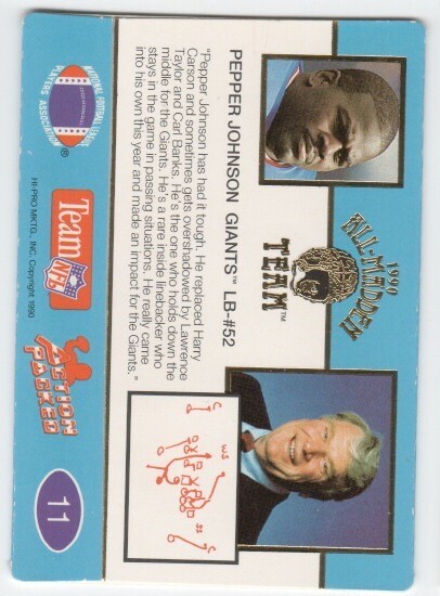 PEPPER JOHNSON Autographed Signed Auto 1990 Action Packed All Madden ...