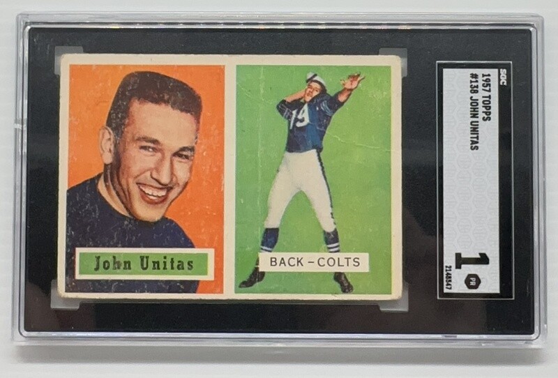 1957 Topps Johnny Unitas Rookie Card RC #138 SGC 1 PR HOF Baltimore ...
