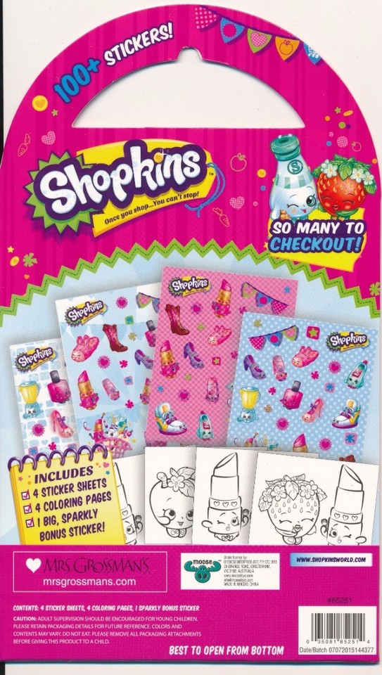 SHOPKINS STICKER FUN PACK SINGLE FASHION-BEAUTY 100+ STICKERS ...