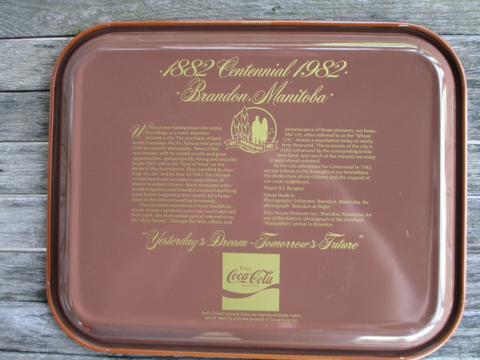 Coca-Cola Commemorative Tray 1982 Brandon Manitoba Centennial | eBay