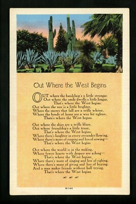 Poetry Poem Poet Postcard Out Where West Begins Arthur Chapman Kropp ...