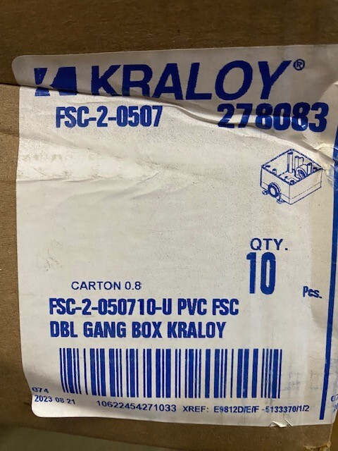 (10 PACK) Kraloy 278083 FSC-2-050710-U PVC FSC Double Gang Box | eBay
