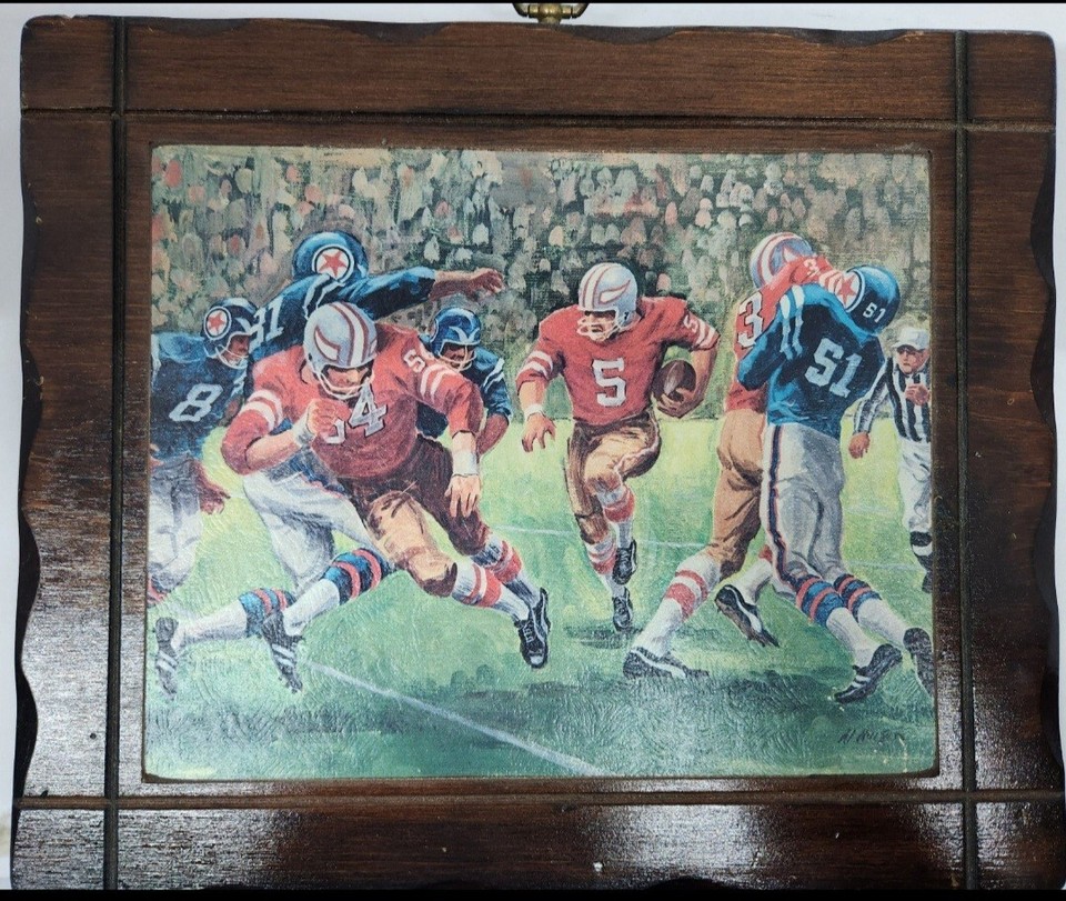 Vtg Hockey & Football Lithographs Wood Artist Al Avison Sports/Man Cave ...