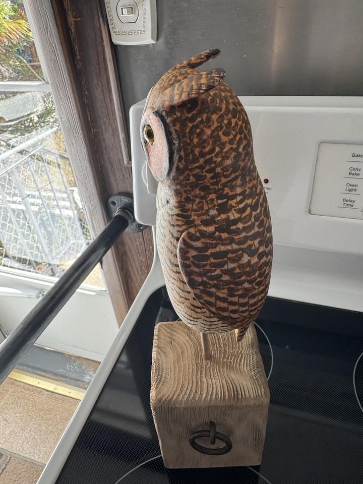 Manfred Scheel Hand Carved Wooden Folk Art Owl Decoy | eBay