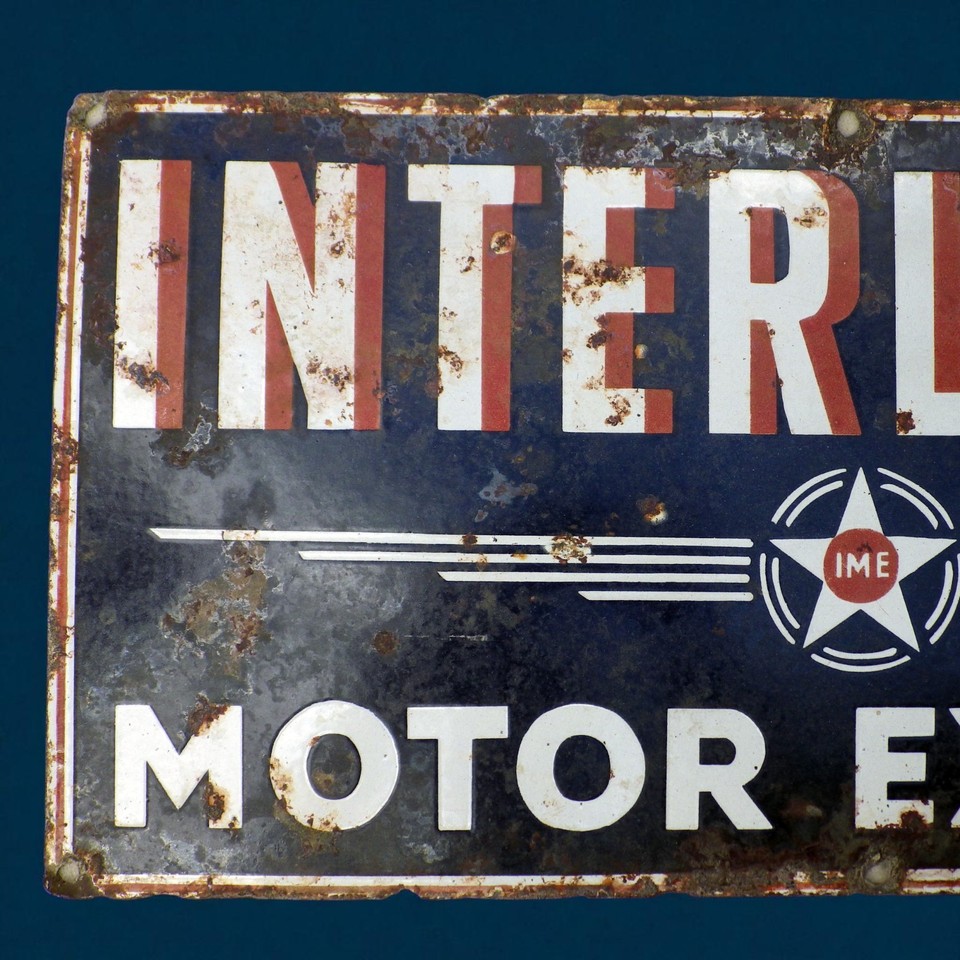 ORIGINAL VINTAGE Interlines Motor Express Advertising ENAMEL SIGN | eBay UK