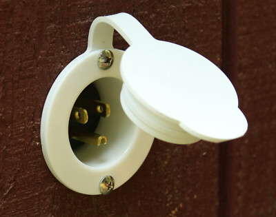 110V 15A White or Black RV Marine Onboard Shore Power Flanged Inlet ...