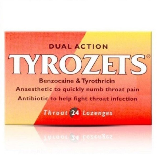 Tyrozets Dual Action 24 Lozenges for Sore Throat Treatment ...