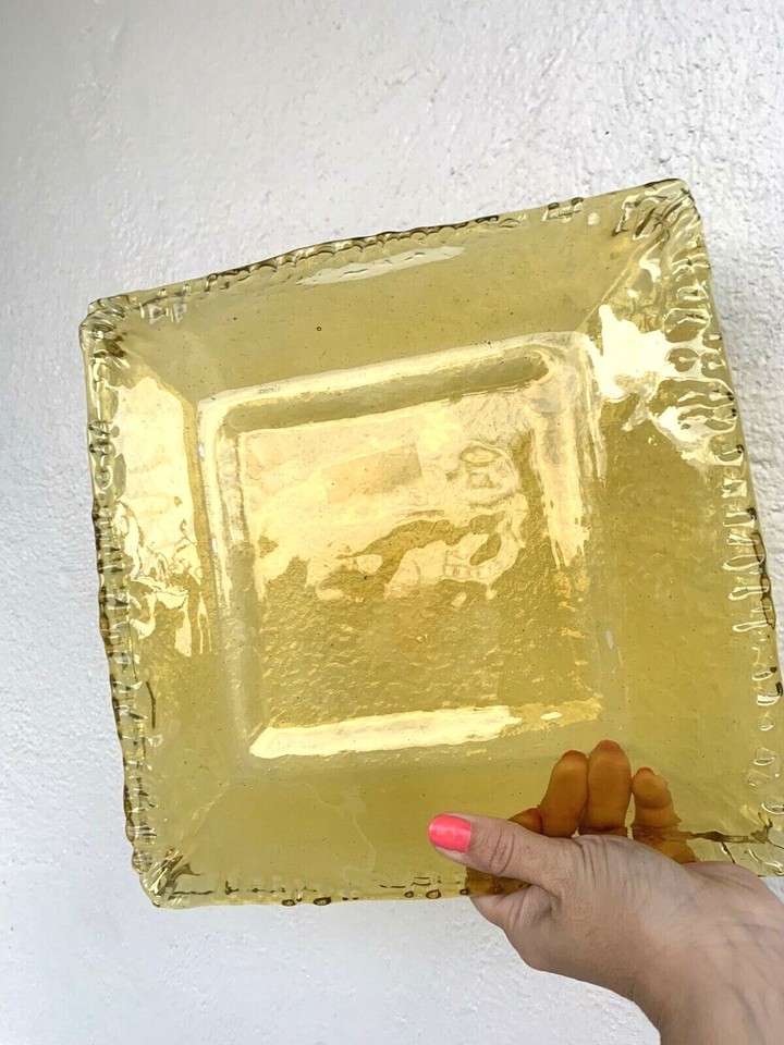 Citrus Yellow Recycled Glass Square Plate 10.5” | eBay