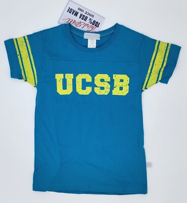UCSB Girls Yoked Tee Size YM 10-12 Teal Youth Medium Cotton Shirt Santa ...