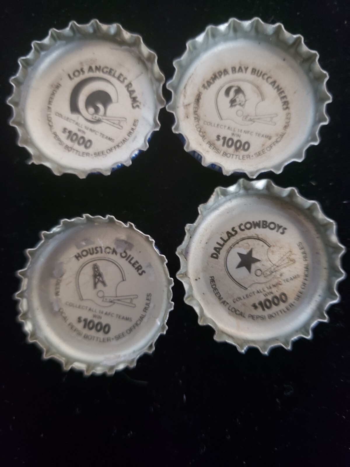 Lot 20 diferent 1982 1983 Pepsi NFL Football Bottle Caps Redskins ...