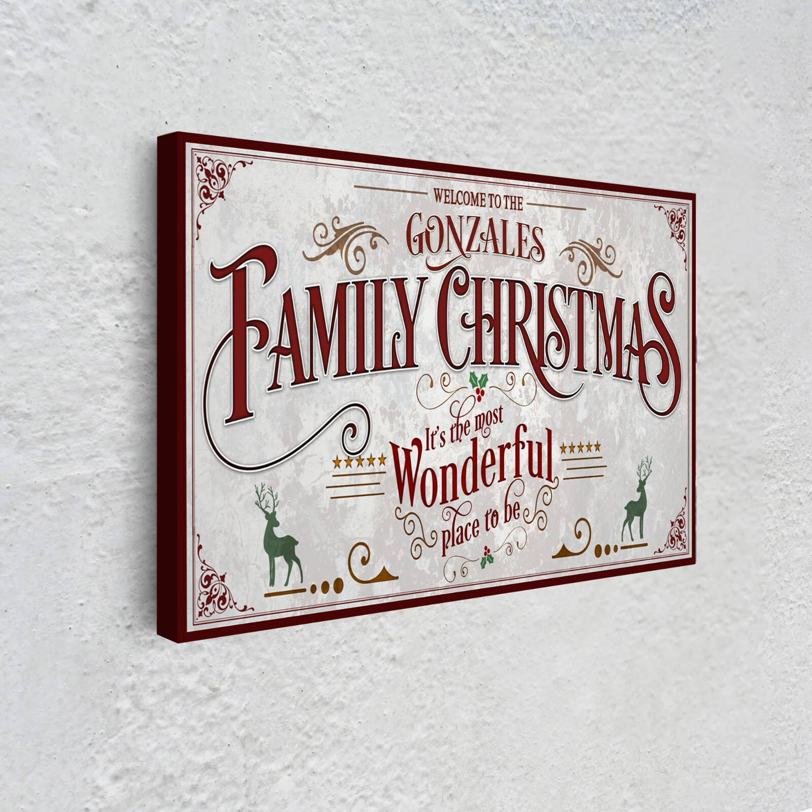 Personalized Family Christmas Sign Canvas, Christmas Decor Sign ...