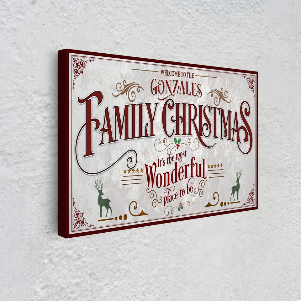 Personalized Family Christmas Sign Canvas, Christmas Decor Sign ...