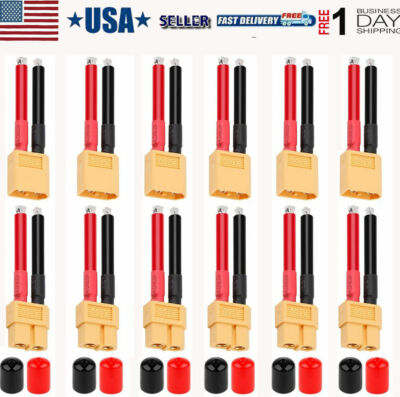 12 PCS XT60 Plug Male Female Connector 12AWG Wire for RC Lipo Battery ...