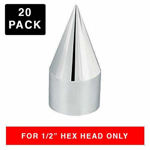 20 Chrome Press On Spike Nut & Bolt Covers for 1/2" Socket Size Car ...