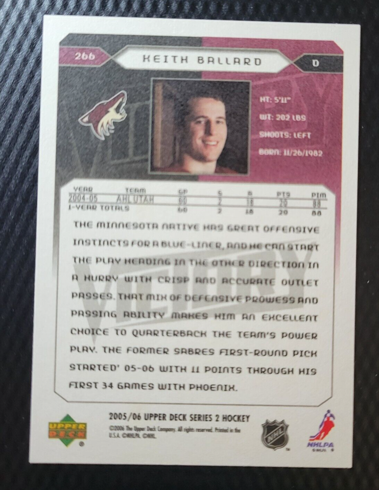 2005-06 Upper Deck Victory Update KEITH BALLARD Phoenix Coyotes ROOKIES ...