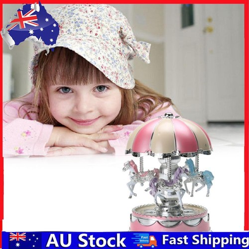 LED Music Box Colorful Light Carousel Mini Desktop Ornament for ...