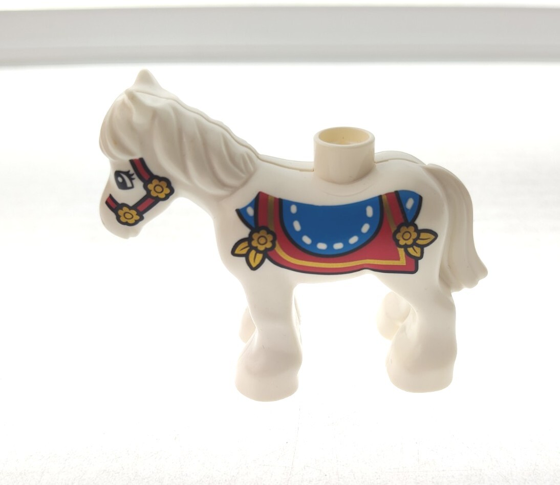 Lego DUPLO Horse Pony Figure White Big Fair 3” Replacement Kids Animal ...