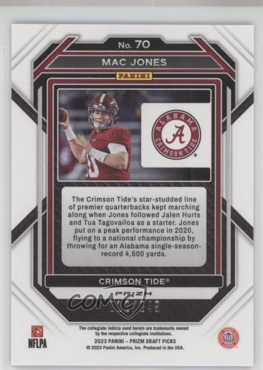 2023 Panini Prizm Draft Picks Blue Wave Prizm 12/249 Mac Jones #70 wq8 ...