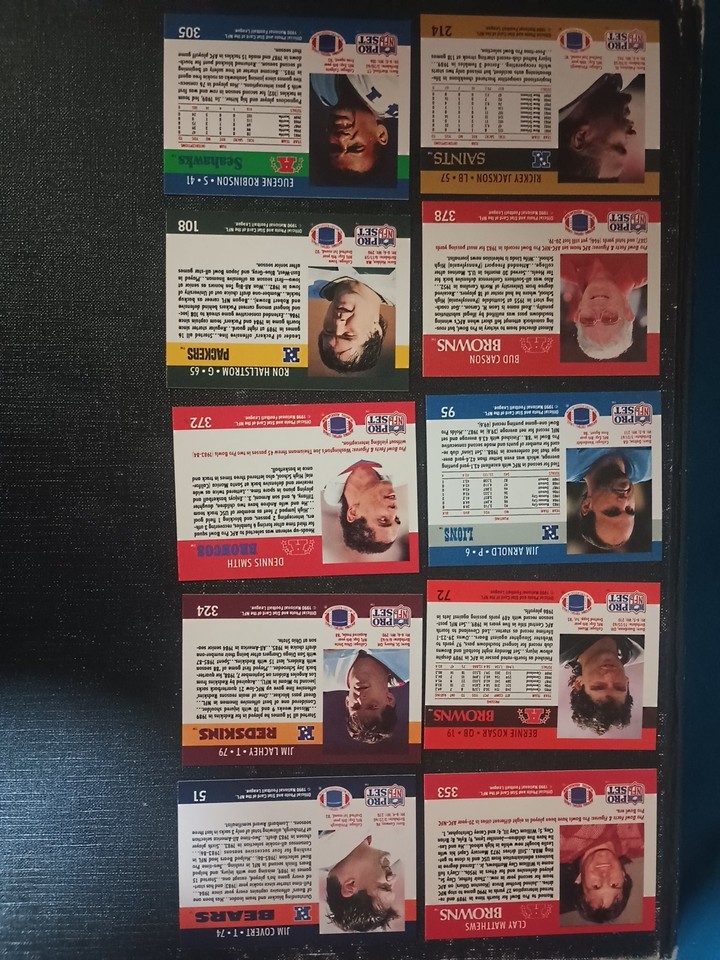 Lot #5. 1990 NFL Pro Set Football Trading Cards 20 Card Lot No ...
