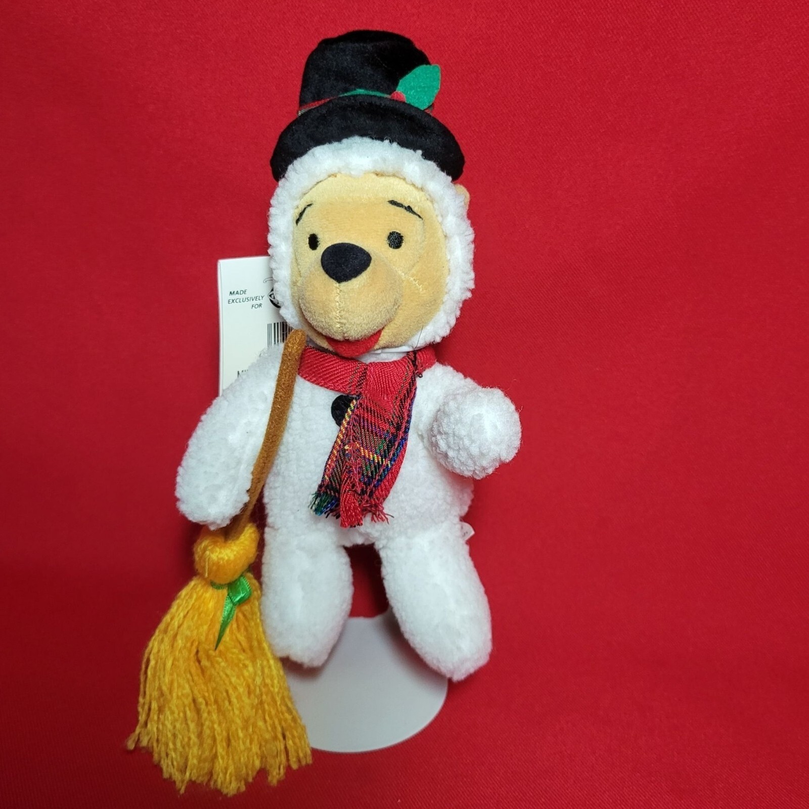 Vintage Winnie The Pooh Snowman Bear White Suit Broom NWT Disney Plush ...
