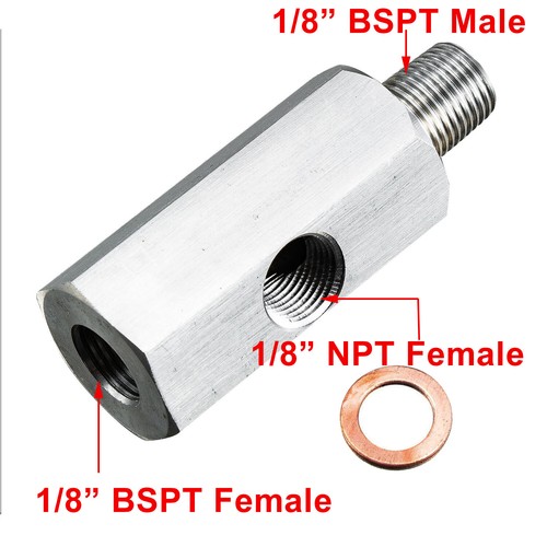 1/8" BSPT Oil Pressure Sensor Tee to NPT Adapter Turbo BSPT Adapter Hot ...