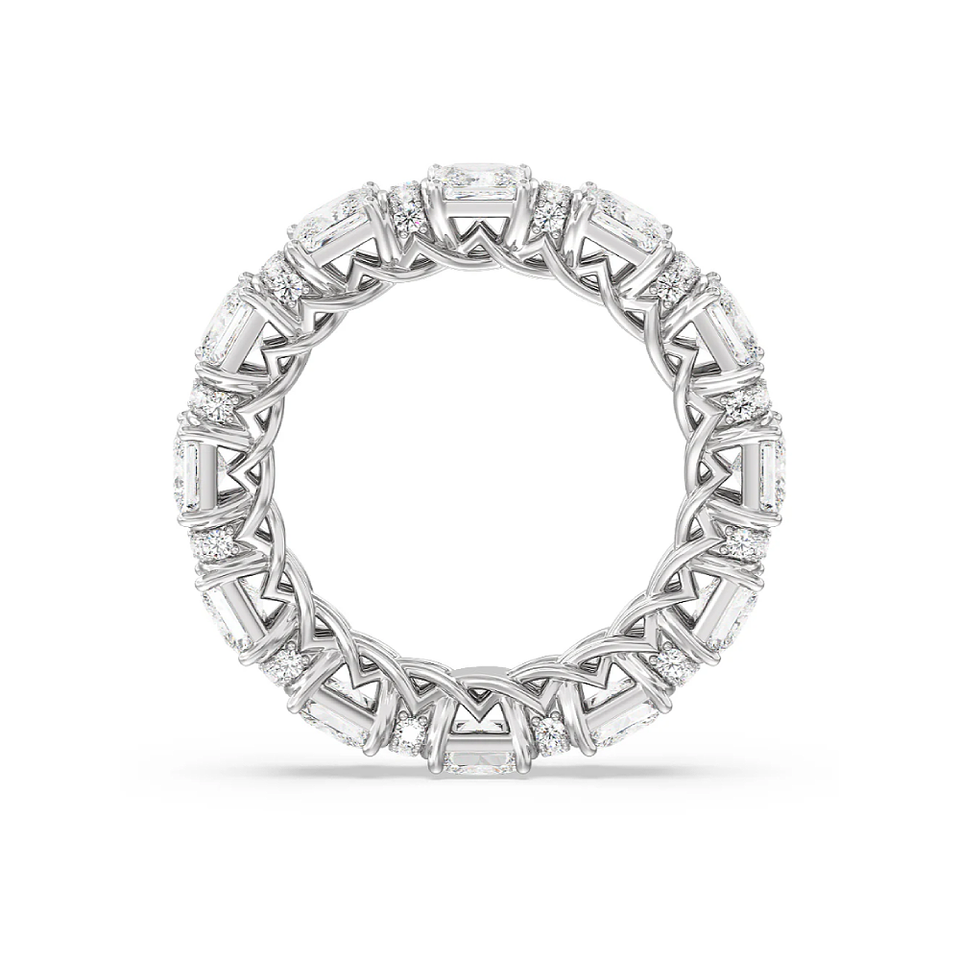 950 Platinum Eternity Wedding Band Lab Grown Princess 5 Carat Diamond 4 ...