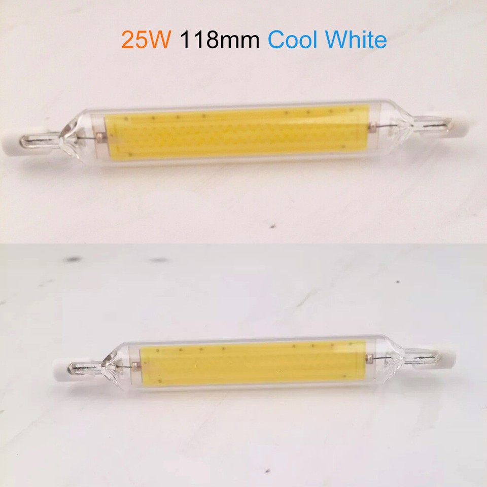 Dimmable R7s LED COB Light Bulb 78mm 118mm 12W 25W Glass + Ceramics T3 ...