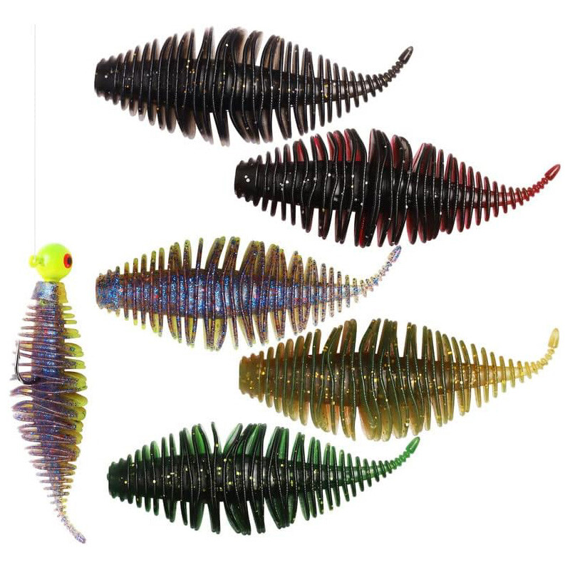 8Pcs 4.13" Soft Plastic Swimbait Bellows Gill Worms Fishing Lure Bass ...