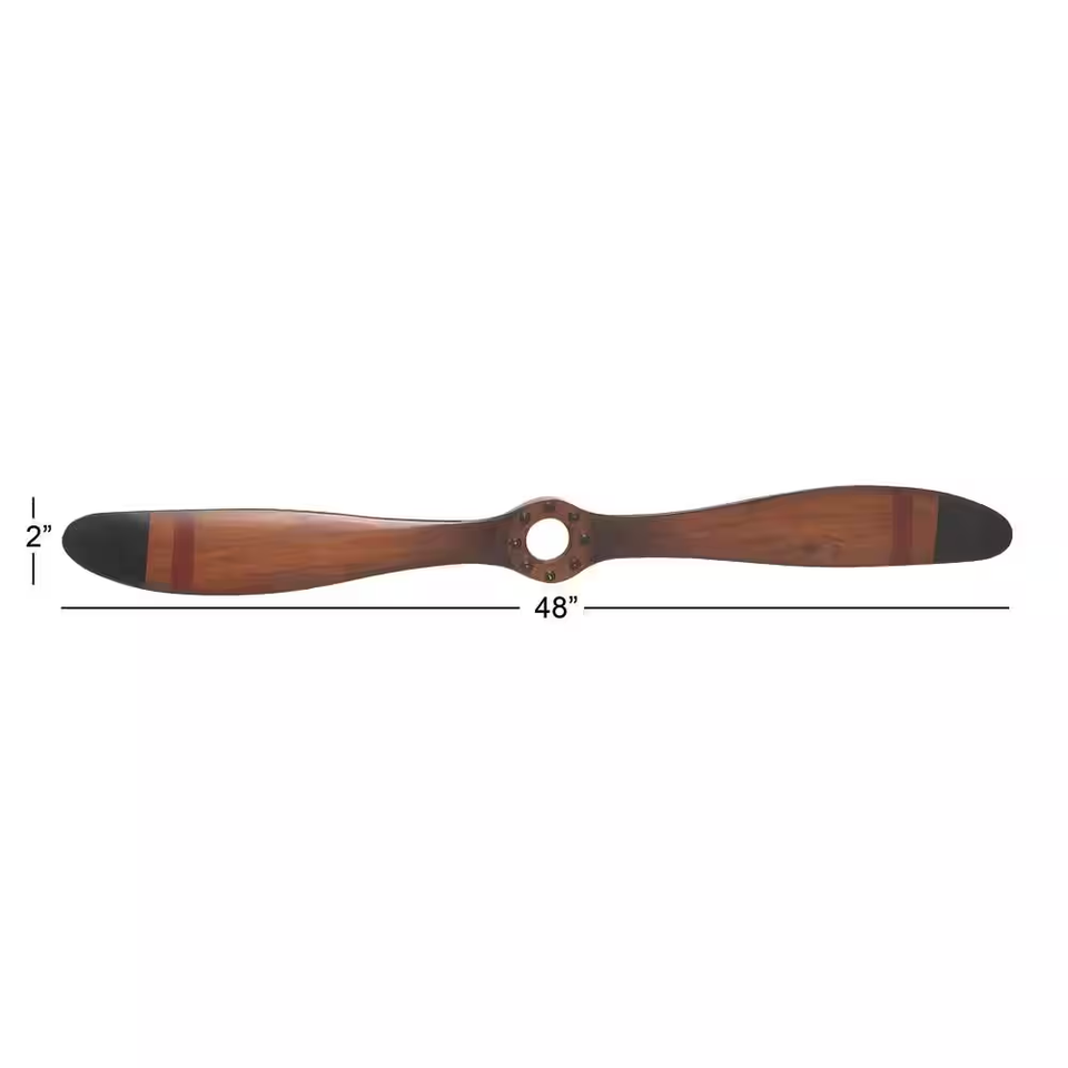 48 In. X 5 In. Wood Brown 2 Blade Airplane Propeller Wall Decor with ...