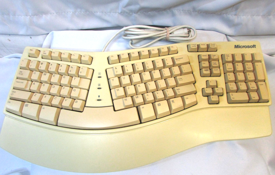Vintage Microsoft Natural Keyboard PS/2 Ergonomic Split Beige X03-51764 ...