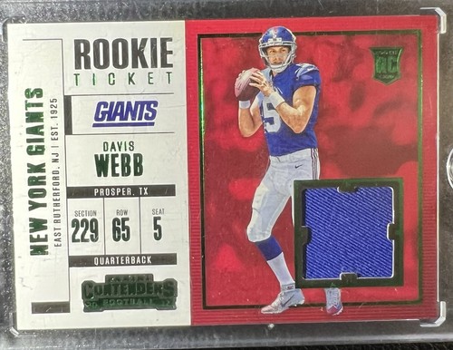 2017 Davis Webb PATCH Player-Worn Rookie Ticket Contenders No. SW-5 (RC ...