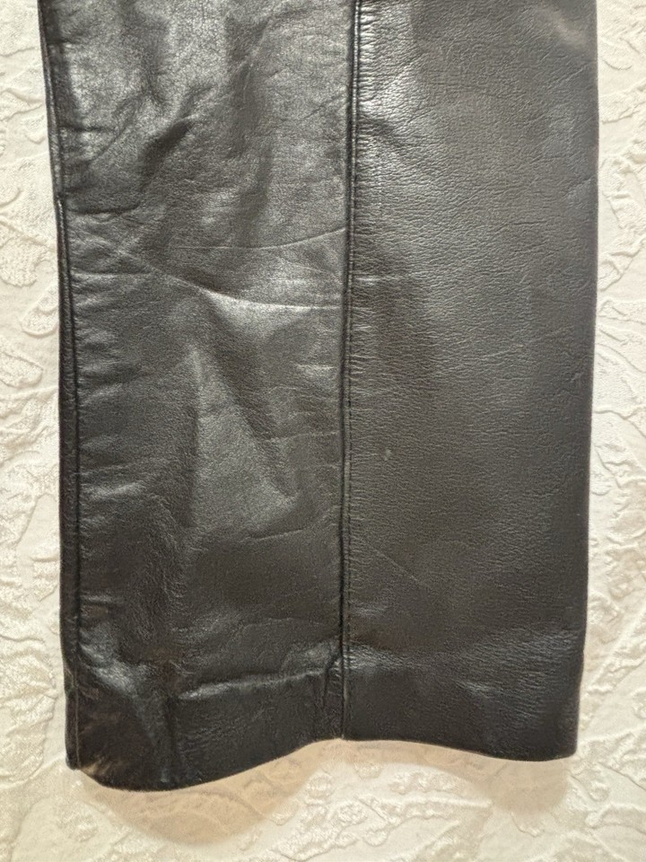 Echtes Leder Black Leather 1980's Pants Modified Cod Piece Fly size 30 ...