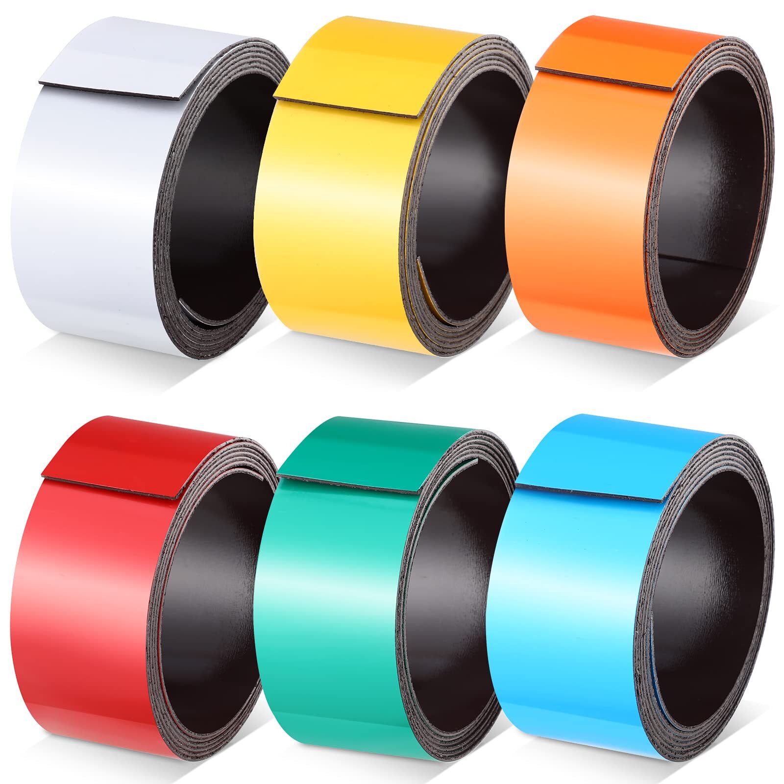 6 Rolls Dry Erase Magnetic Tape 1 Inch x 3.3 ft Colored Magnetic Strips ...