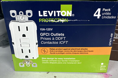 LEVITON GFNT1-4W 4-PACK 15A GFI GFCI OUTLET WHITE BRAND NEW 78477942154 ...