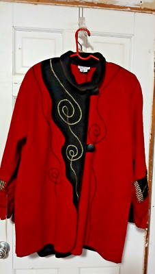 Gloria Walsh Handmade - Red and Black Art to Wear jacket - Size M/L | eBay
