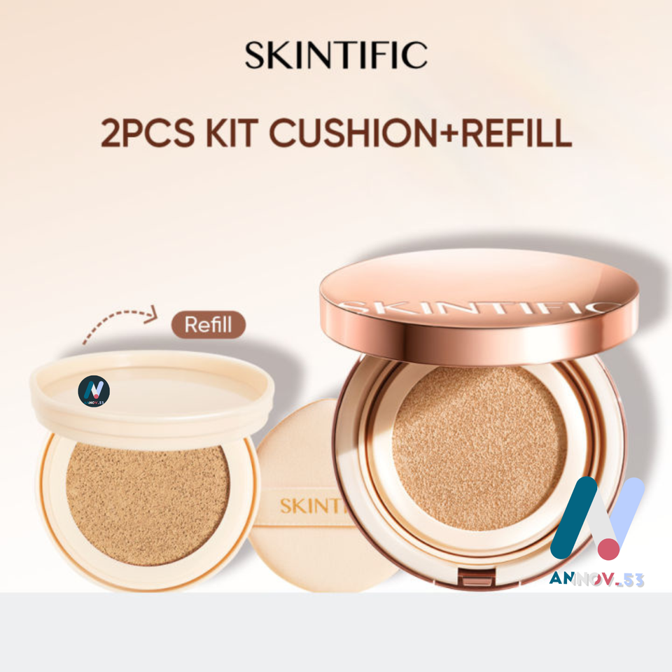 SET 2: SKINTIFIC Full Coverage Perfect Cushion 02 IVORY+ Refill SPF35 ...