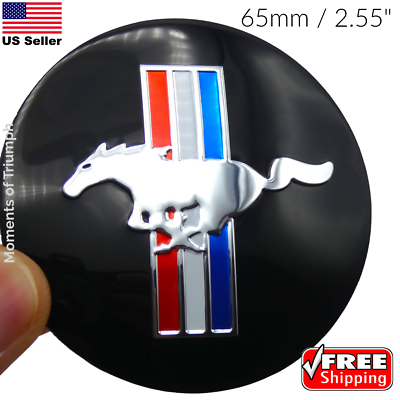 (4 PACK) FORD MUSTANG Wheel Center Hub Cap Sticker Decal DOME SHAPE ...