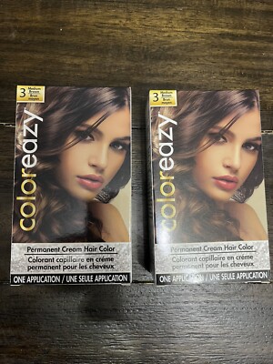 SET OF 2 Coloreazy Permanent Cream Hair Color One Application #3 Medium ...