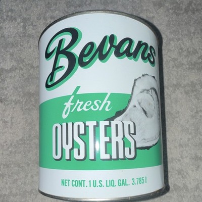Bevans Fresh Oysters White Green Blue Advertising Tin | eBay