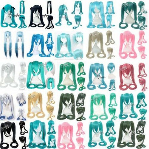 Vocaloid Miku Cosplay Wig Wig 2 braid Lolita Halloween Perruque 120cm ...