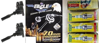 Eagle 7mm Ignition Leads, 4 Denso Iridium Plugs & 2 Mvp Coils E74654 ...